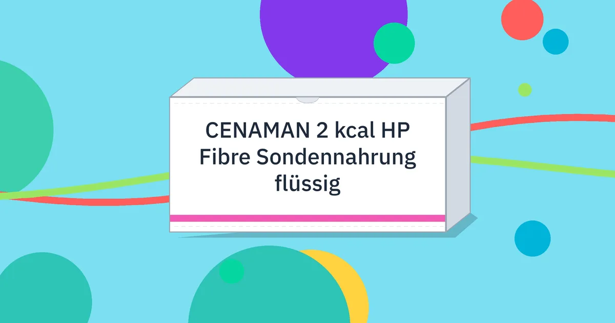 Symbolbild: Packung mit der Aufschrift CENAMAN 2 kcal HP Fibre Sondennahrung flüssig (PZN 19623643) – Verfügbarkeit und Bezug in Apotheken in Frankfurt am Main