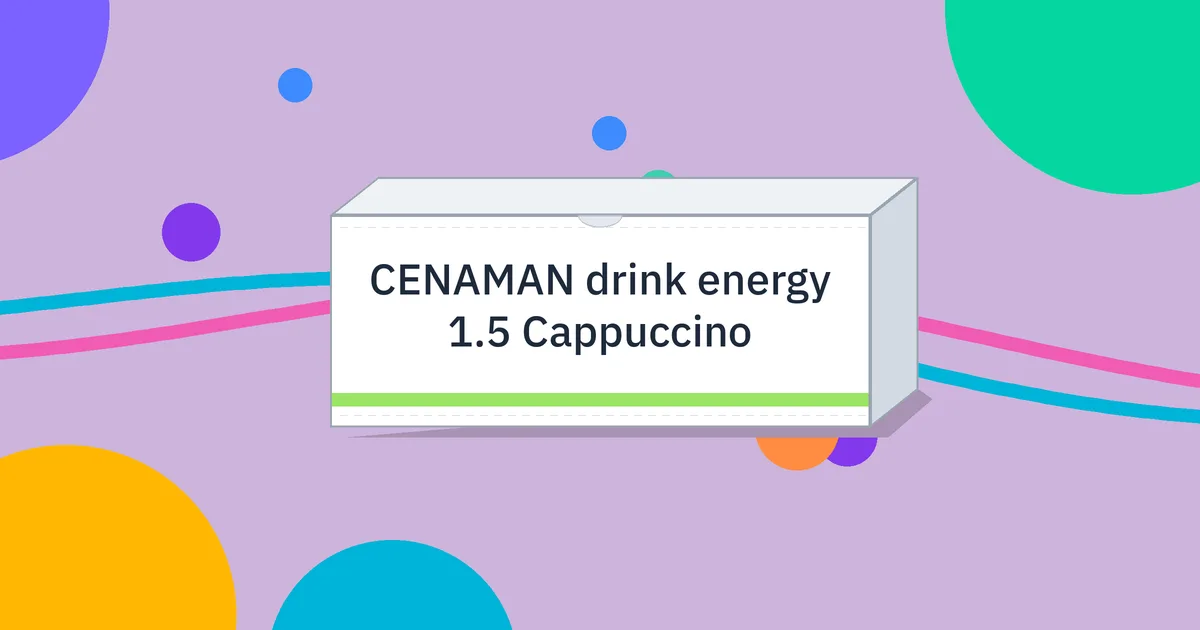 Symbolbild: Packung mit der Aufschrift CENAMAN drink energy 1.5 Cappuccino (PZN 13710944) – Verfügbarkeit und Bezug in Apotheken in Frankfurt am Main
