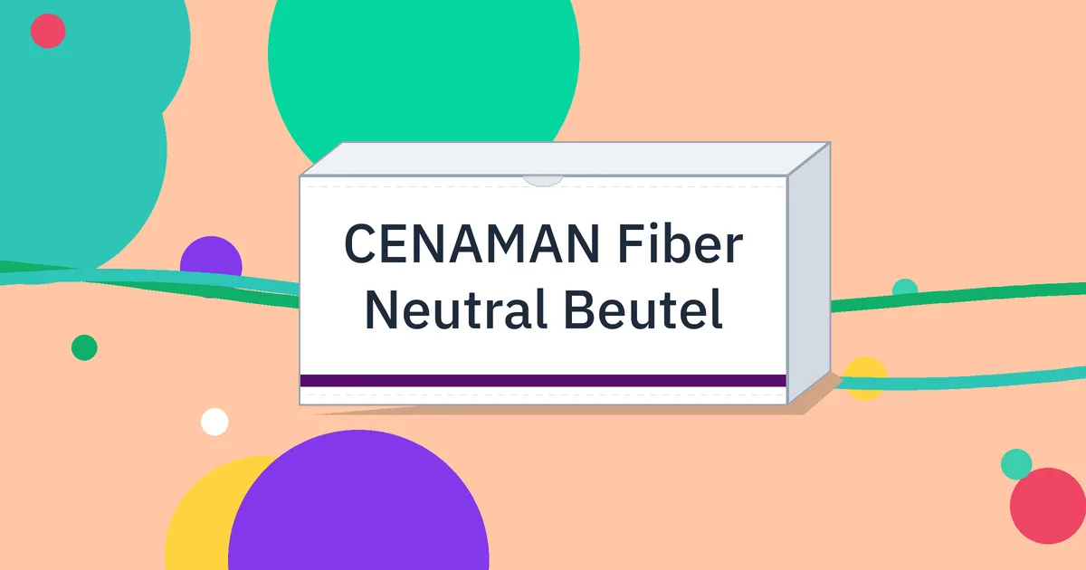 Symbolbild: Packung mit der Aufschrift CENAMAN Fiber Neutral Beutel (PZN 13710861) – Verfügbarkeit und Bezug in Apotheken in Frankfurt am Main