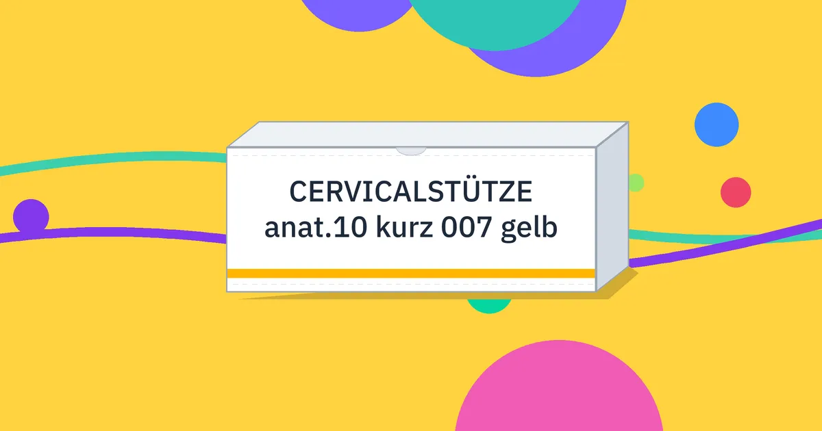 Symbolbild: Packung mit der Aufschrift CERVICALSTÜTZE anat.10 kurz 007 gelb (PZN 08895634) – Verfügbarkeit und Bezug in Apotheken in Frankfurt am Main