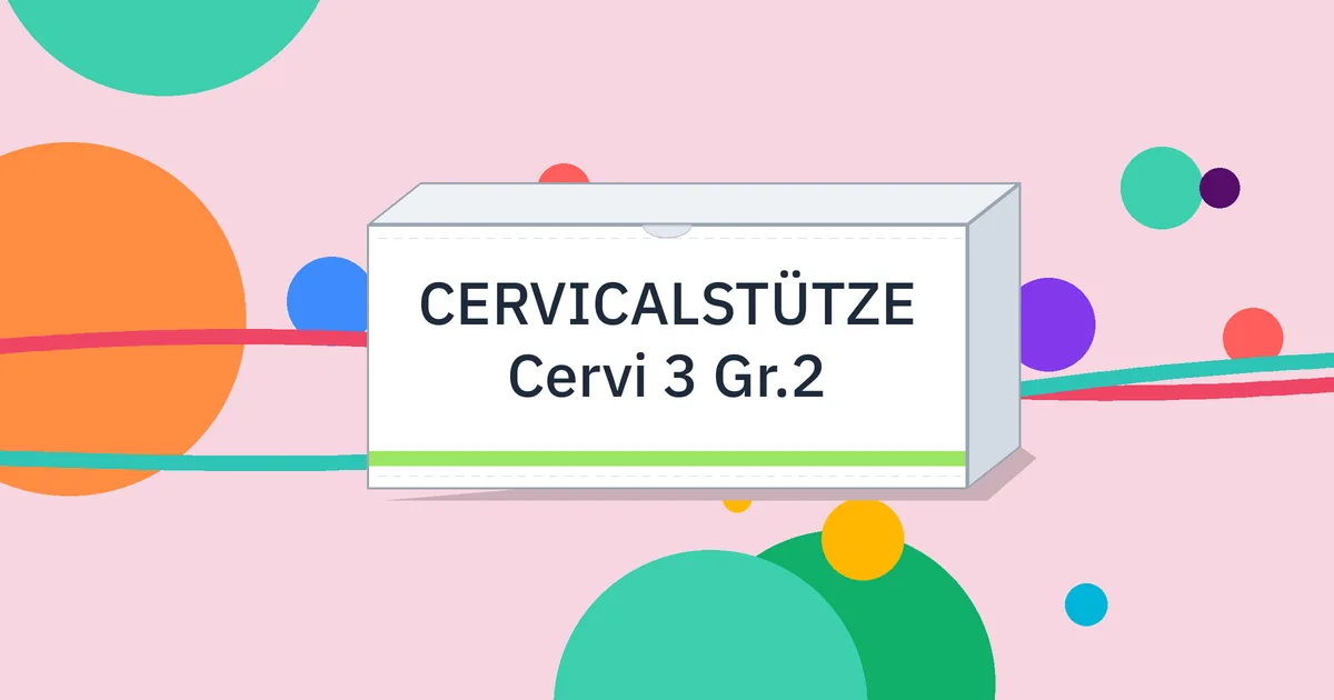 Symbolbild: Packung mit der Aufschrift CERVICALSTÜTZE Cervi 3 Gr.2 (PZN 05043528) – Verfügbarkeit und Bezug in Apotheken in Frankfurt am Main