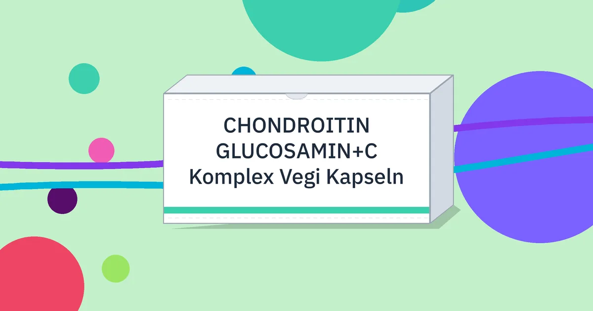 Symbolbild: Packung mit der Aufschrift CHONDROITIN GLUCOSAMIN+C Komplex Vegi Kapseln (PZN 03132239) – Verfügbarkeit und Bezug in Apotheken in Frankfurt am Main