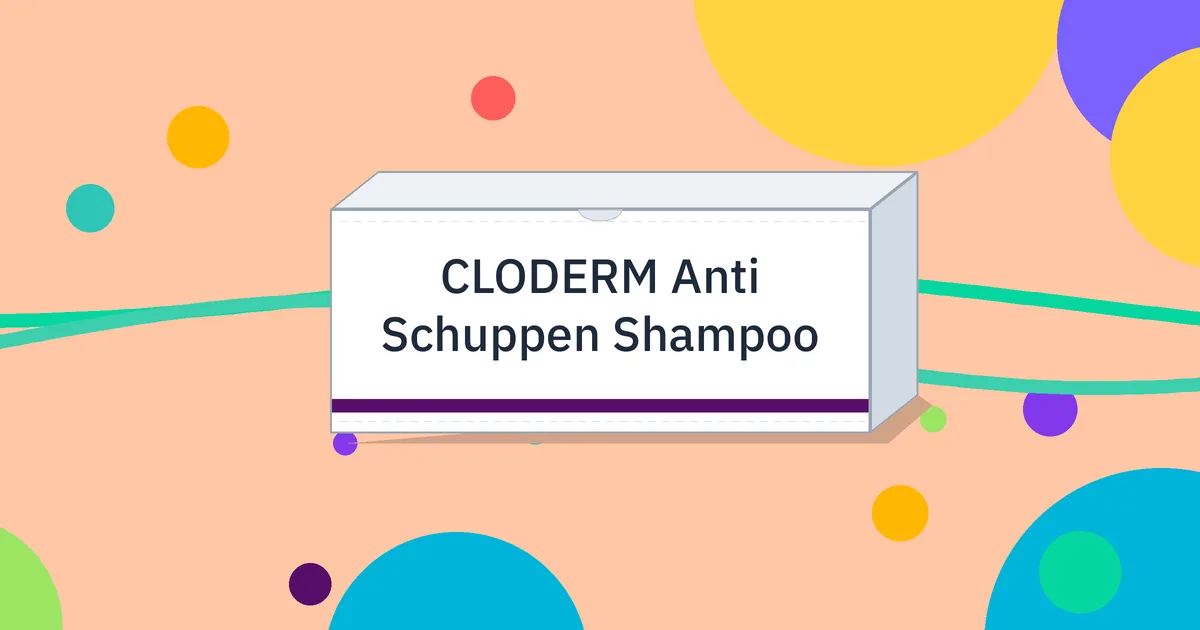 Symbolbild: Packung mit der Aufschrift CLODERM Anti Schuppen Shampoo (PZN 05917789) – Verfügbarkeit und Bezug in Apotheken in Frankfurt am Main