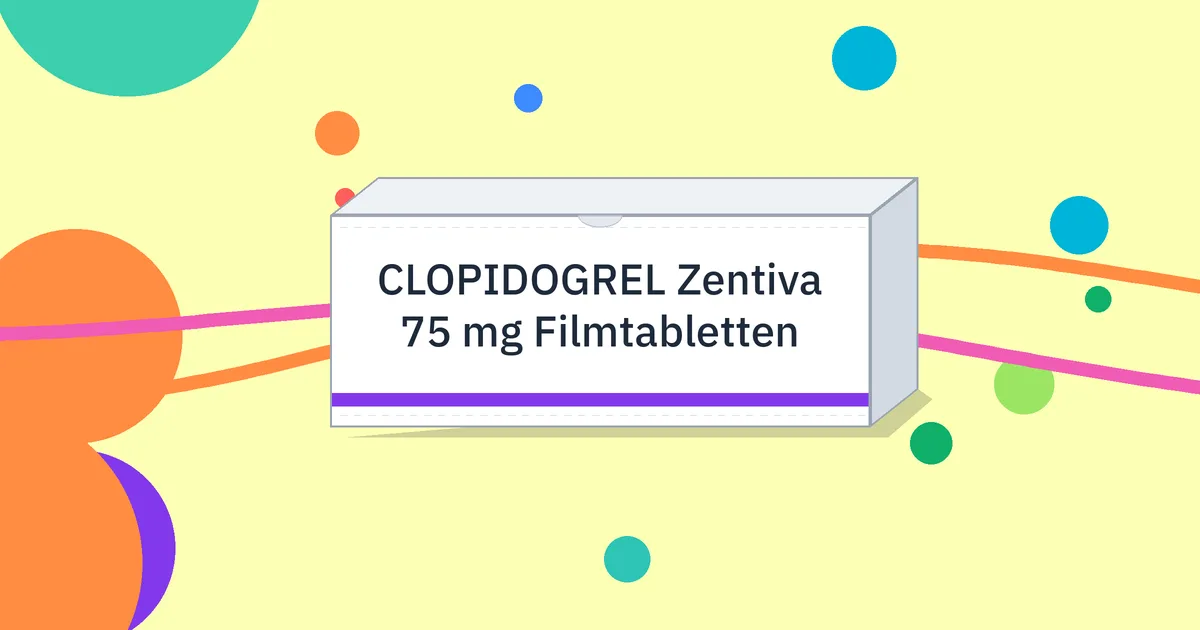Symbolbild: Packung mit der Aufschrift CLOPIDOGREL Zentiva 75 mg Filmtabletten (PZN 09468101) – Verfügbarkeit und Bezug in Apotheken in Frankfurt am Main