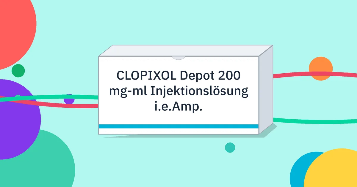 Symbolbild: Packung mit der Aufschrift CLOPIXOL Depot 200 mg-ml Injektionslösung i.e.Amp. (PZN 01177930) – Verfügbarkeit und Bezug in Apotheken in Frankfurt am Main
