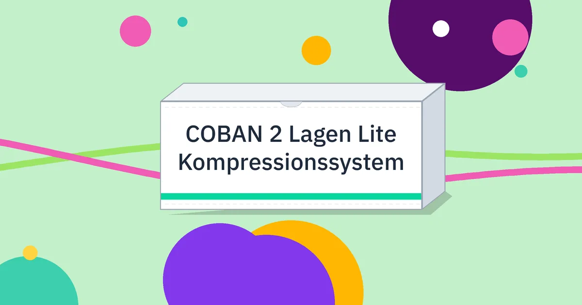 Symbolbild: Packung mit der Aufschrift COBAN 2 Lagen Lite Kompressionssystem (PZN 08402583) – Verfügbarkeit und Bezug in Apotheken in Frankfurt am Main