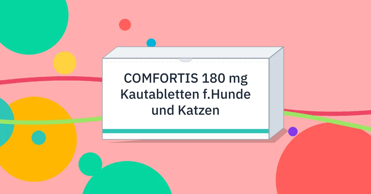 Symbolbild: Packung mit der Aufschrift COMFORTIS 180 mg Kautabletten f.Hunde und Katzen (PZN 13654393) – Verfügbarkeit und Bezug in Apotheken in Frankfurt am Main