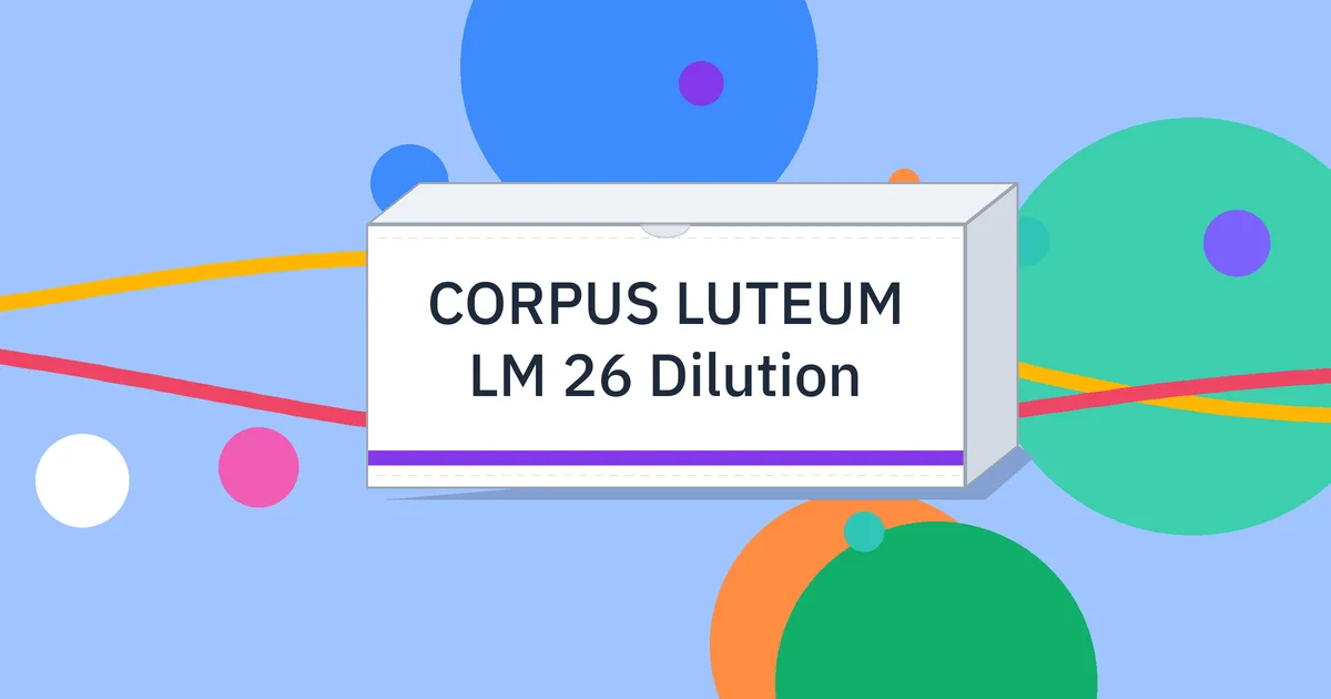 Symbolbild: Packung mit der Aufschrift CORPUS LUTEUM LM 26 Dilution (PZN 12835000) – Verfügbarkeit und Bezug in Apotheken in Frankfurt am Main