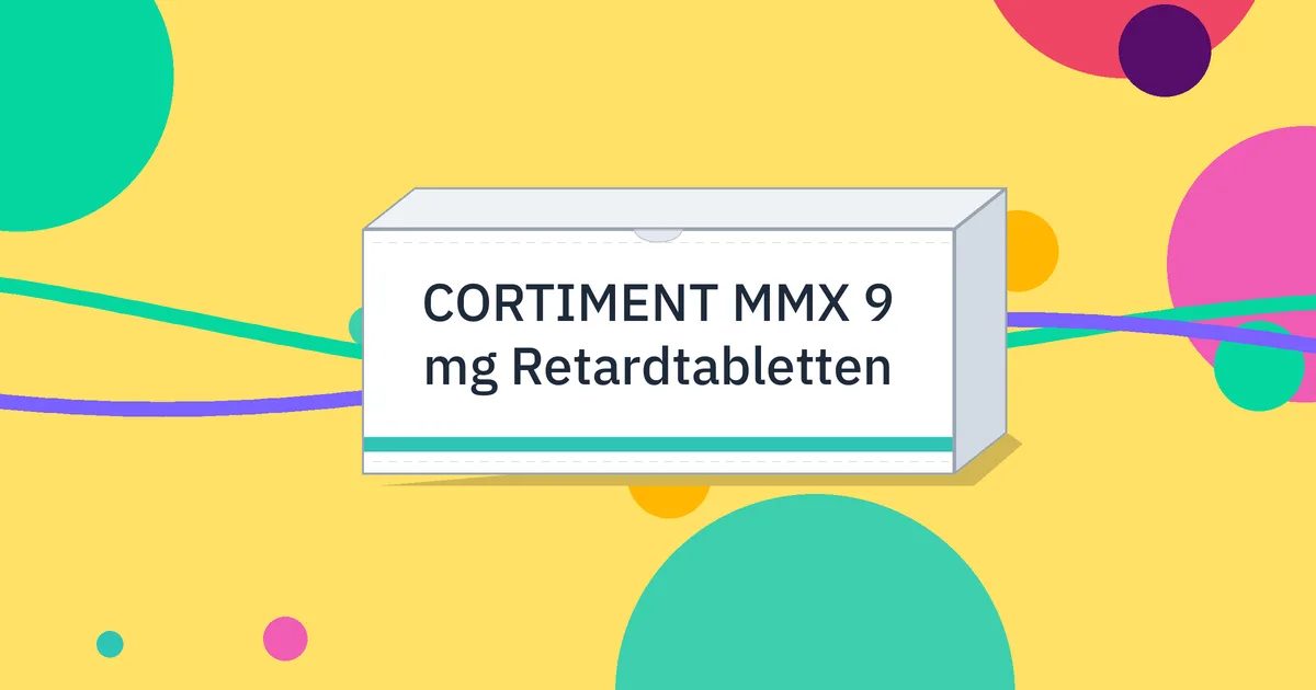 Symbolbild: Packung mit der Aufschrift CORTIMENT MMX 9 mg Retardtabletten (PZN 14384642) – Verfügbarkeit und Bezug in Apotheken in Frankfurt am Main