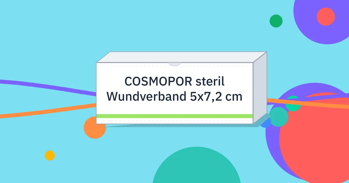 Symbolbild: Packung mit der Aufschrift COSMOPOR steril Wundverband 5x7,2 cm (PZN 10135238) – Verfügbarkeit und Bezug in Apotheken in Frankfurt am Main
