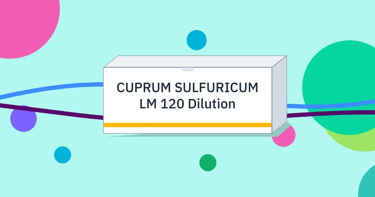 Symbolbild: Packung mit der Aufschrift CUPRUM SULFURICUM LM 120 Dilution (PZN 12839357) – Verfügbarkeit und Bezug in Apotheken in Frankfurt am Main