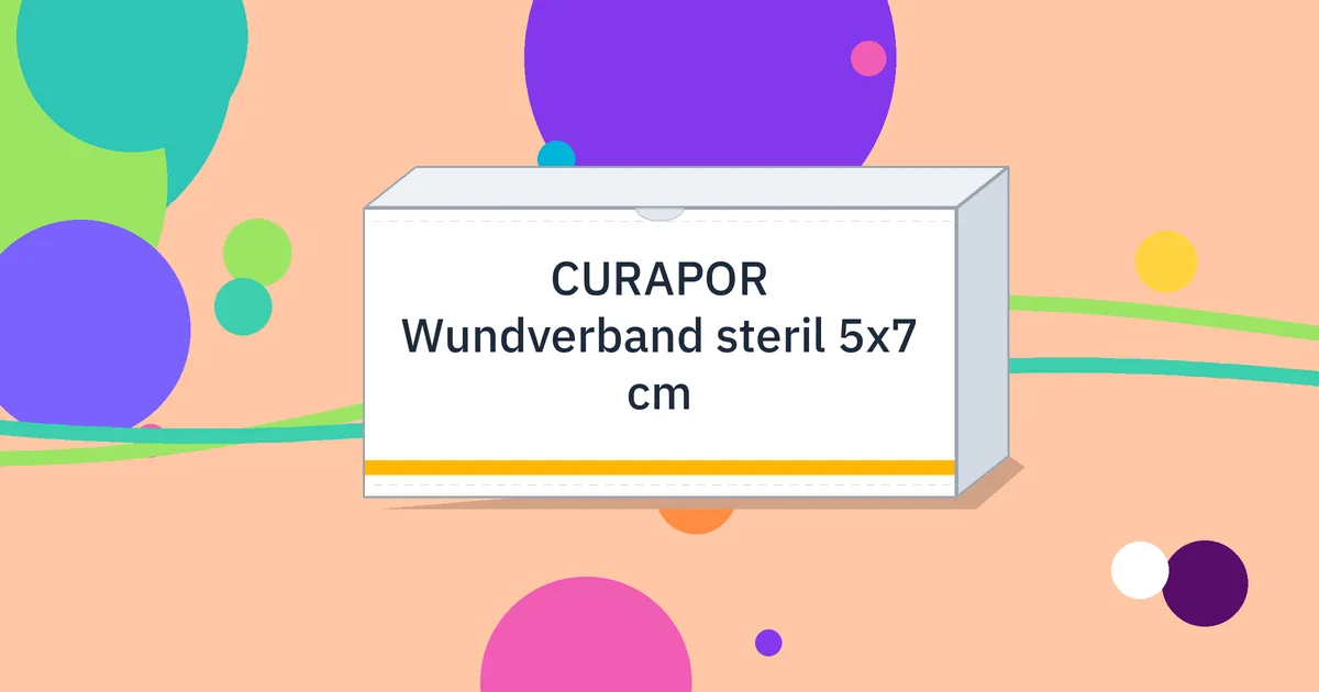 Symbolbild: Packung mit der Aufschrift CURAPOR Wundverband steril 5x7 cm (PZN 09177734) – Verfügbarkeit und Bezug in Apotheken in Frankfurt am Main
