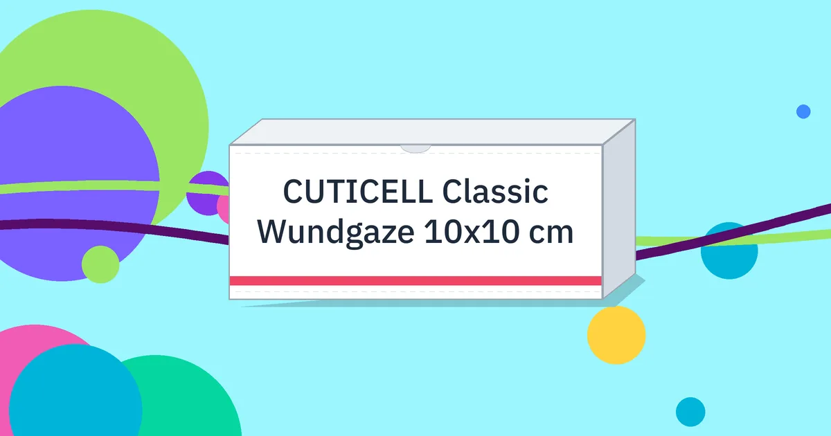 Symbolbild: Packung mit der Aufschrift CUTICELL Classic Wundgaze 10x10 cm (PZN 19666629) – Verfügbarkeit und Bezug in Apotheken in Frankfurt am Main