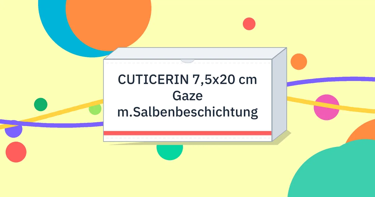Symbolbild: Packung mit der Aufschrift CUTICERIN 7,5x20 cm Gaze m.Salbenbeschichtung (PZN 19761049) – Verfügbarkeit und Bezug in Apotheken in Frankfurt am Main