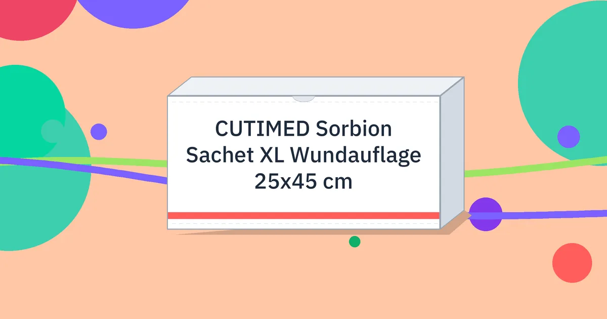 Symbolbild: Packung mit der Aufschrift CUTIMED Sorbion Sachet XL Wundauflage 25x45 cm (PZN 19809448) – Verfügbarkeit und Bezug in Apotheken in Frankfurt am Main