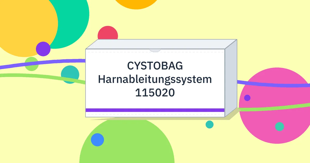 Symbolbild: Packung mit der Aufschrift CYSTOBAG Harnableitungssystem 115020 (PZN 07007979) – Verfügbarkeit und Bezug in Apotheken in Frankfurt am Main