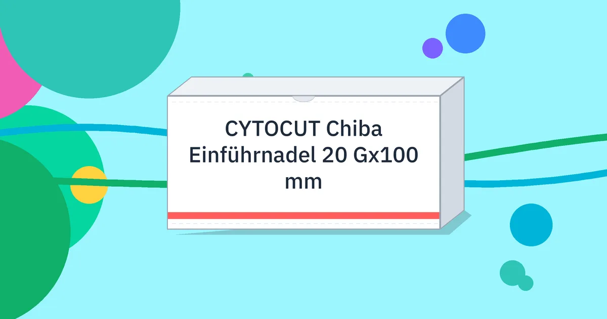 Symbolbild: Packung mit der Aufschrift CYTOCUT Chiba Einführnadel 20 Gx100 mm (PZN 16919320) – Verfügbarkeit und Bezug in Apotheken in Frankfurt am Main