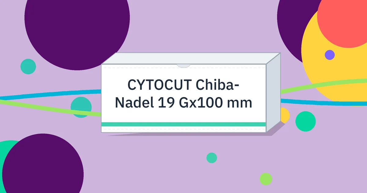 Symbolbild: Packung mit der Aufschrift CYTOCUT Chiba-Nadel 19 Gx100 mm (PZN 19735201) – Verfügbarkeit und Bezug in Apotheken in Frankfurt am Main