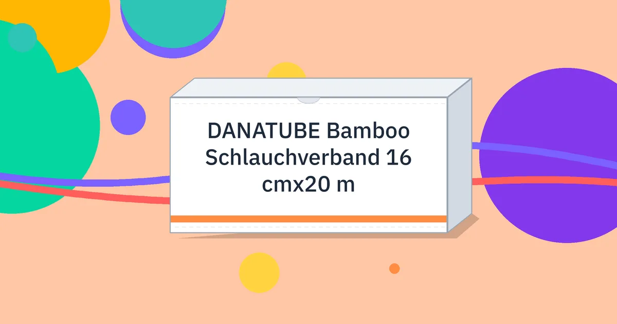 Symbolbild: Packung mit der Aufschrift DANATUBE Bamboo Schlauchverband 16 cmx20 m (PZN 20811025) – Verfügbarkeit und Bezug in Apotheken in Frankfurt am Main