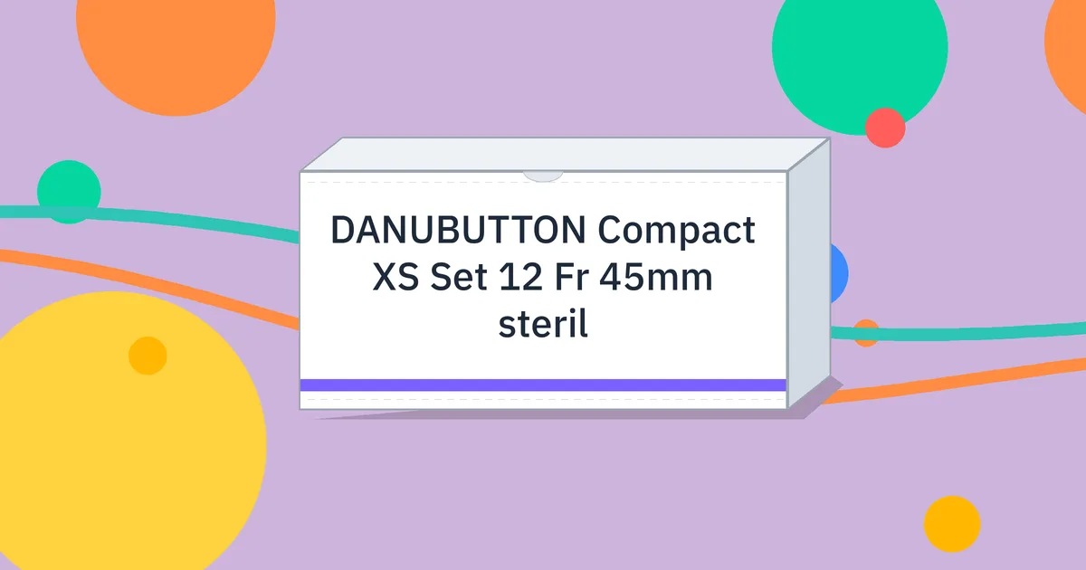 Symbolbild: Packung mit der Aufschrift DANUBUTTON Compact XS Set 12 Fr 45mm steril (PZN 19852579) – Verfügbarkeit und Bezug in Apotheken in Frankfurt am Main