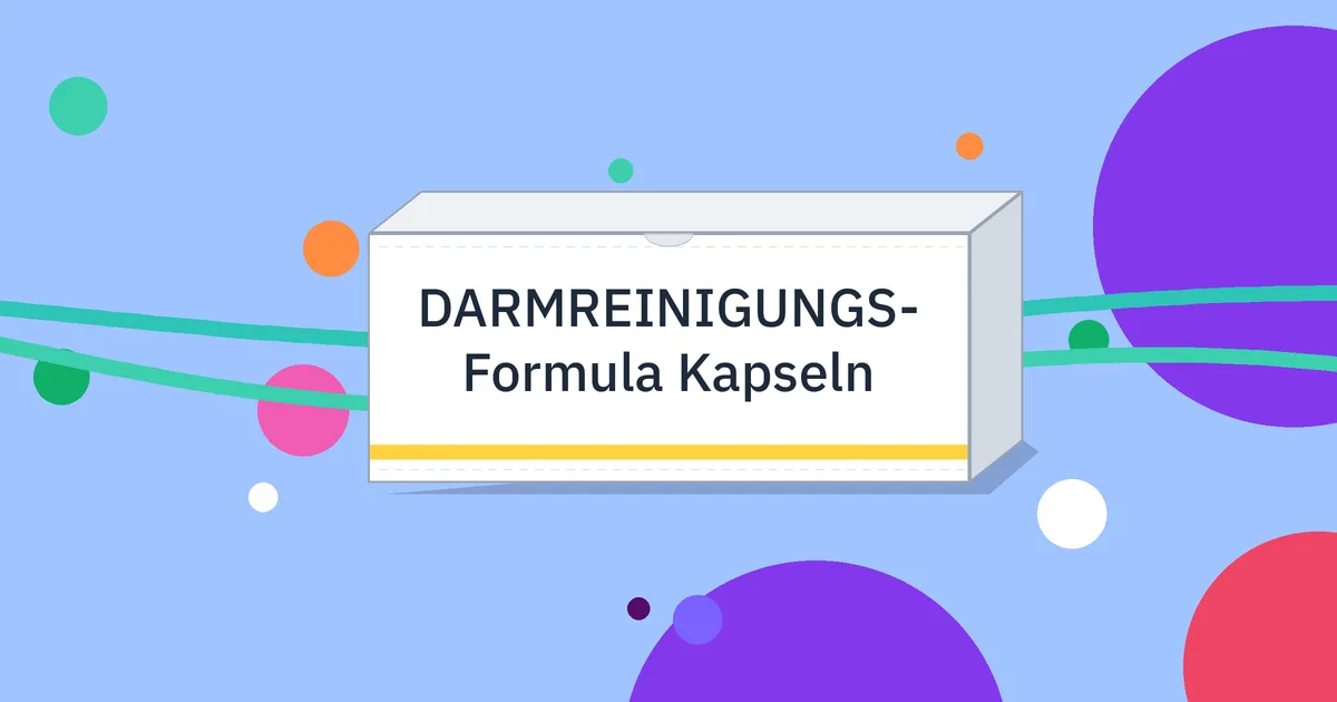 Symbolbild: Packung mit der Aufschrift DARMREINIGUNGS-Formula Kapseln (PZN 06435153) – Verfügbarkeit und Bezug in Apotheken in Frankfurt am Main