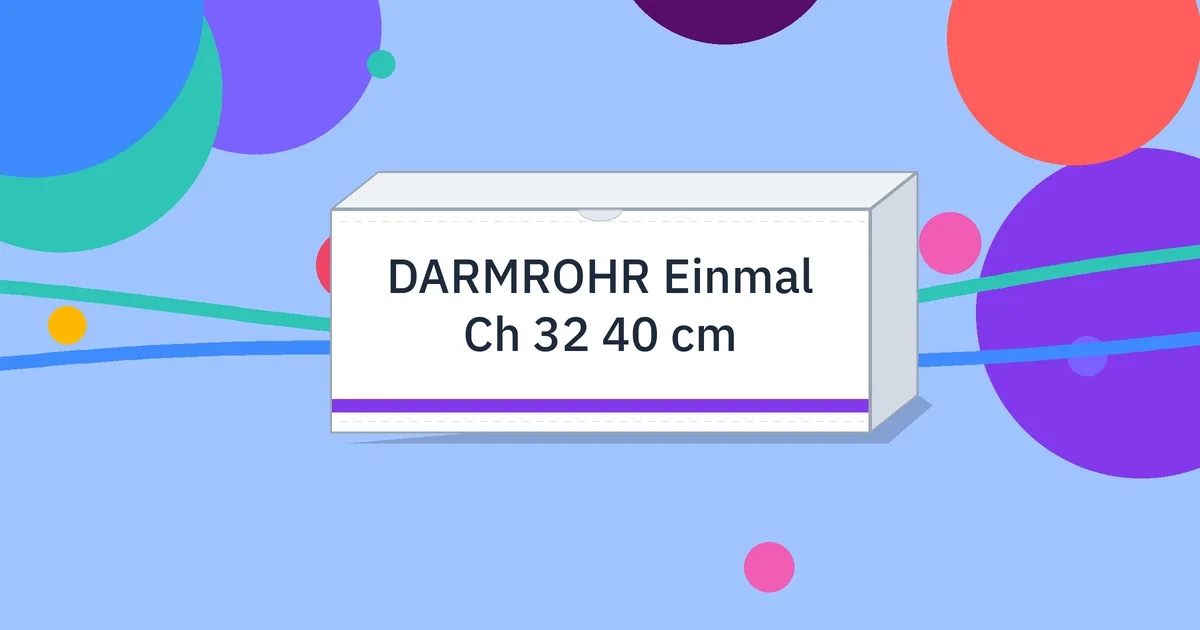 Symbolbild: Packung mit der Aufschrift DARMROHR Einmal Ch 32 40 cm (PZN 00880018) – Verfügbarkeit und Bezug in Apotheken in Frankfurt am Main