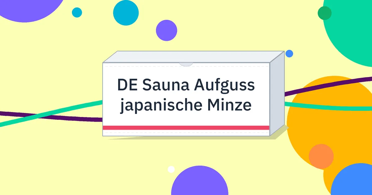 Symbolbild: Packung mit der Aufschrift DE Sauna Aufguss japanische Minze (PZN 17448897) – Verfügbarkeit und Bezug in Apotheken in Frankfurt am Main