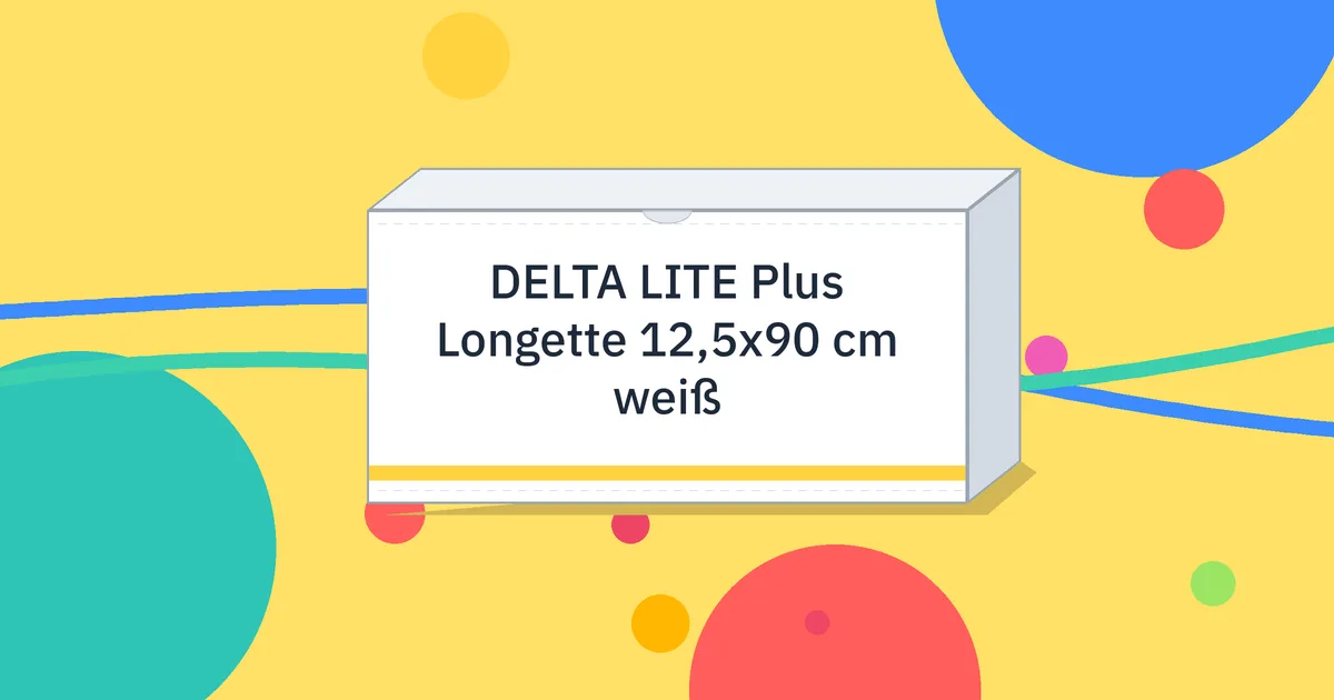 Symbolbild: Packung mit der Aufschrift DELTA LITE Plus Longette 12,5x90 cm weiß (PZN 00314141) – Verfügbarkeit und Bezug in Apotheken in Frankfurt am Main