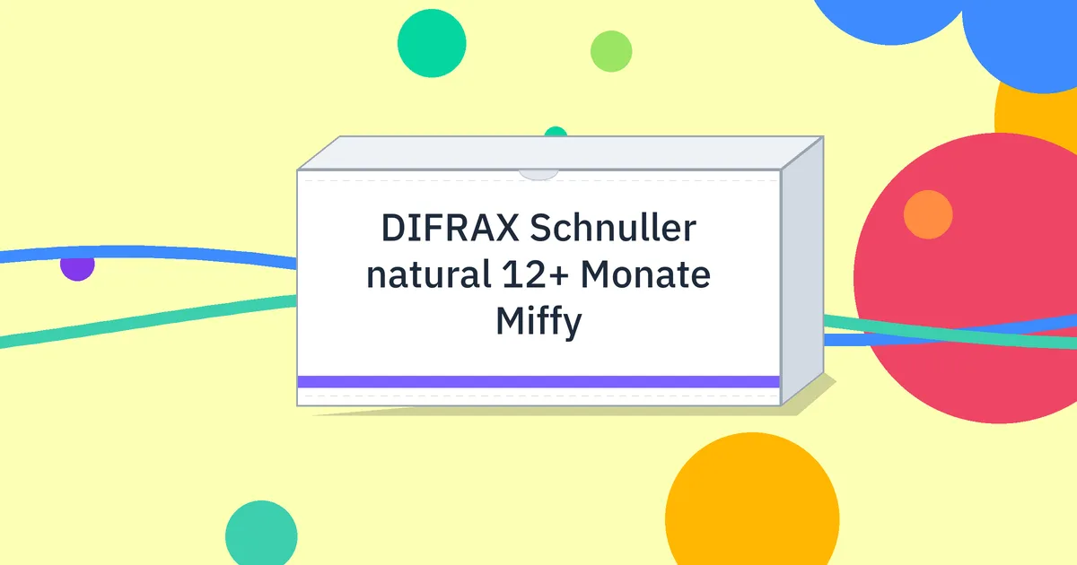 Symbolbild: Packung mit der Aufschrift DIFRAX Schnuller natural 12+ Monate Miffy (PZN 15734156) – Verfügbarkeit und Bezug in Apotheken in Frankfurt am Main