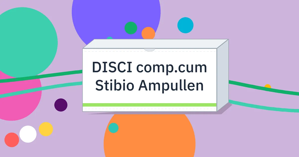 Symbolbild: Packung mit der Aufschrift DISCI comp.cum Stibio Ampullen (PZN 01751375) – Verfügbarkeit und Bezug in Apotheken in Frankfurt am Main