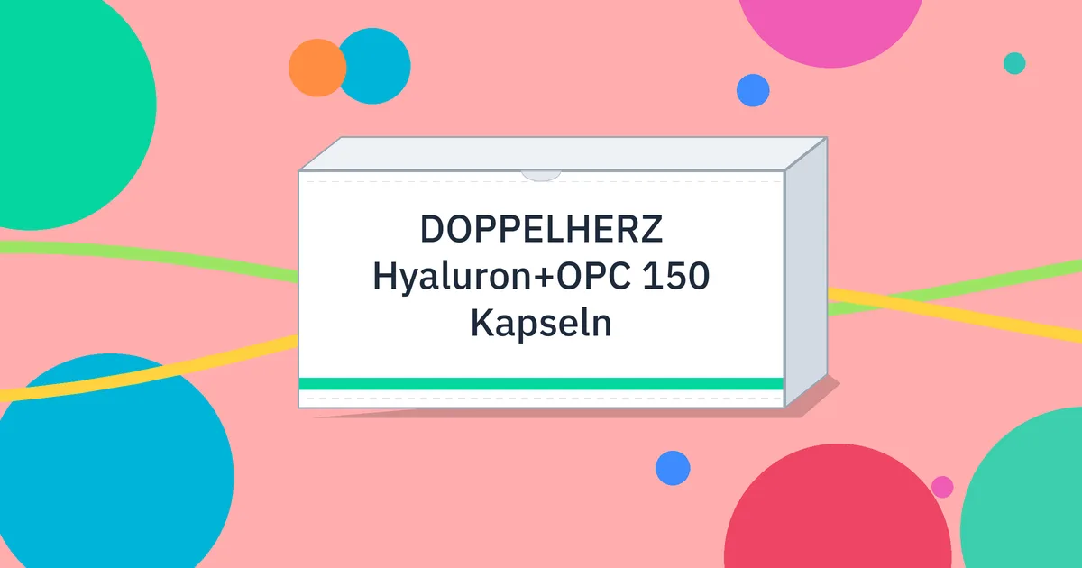 Symbolbild: Packung mit der Aufschrift DOPPELHERZ Hyaluron+OPC 150 Kapseln (PZN 18110060) – Verfügbarkeit und Bezug in Apotheken in Frankfurt am Main