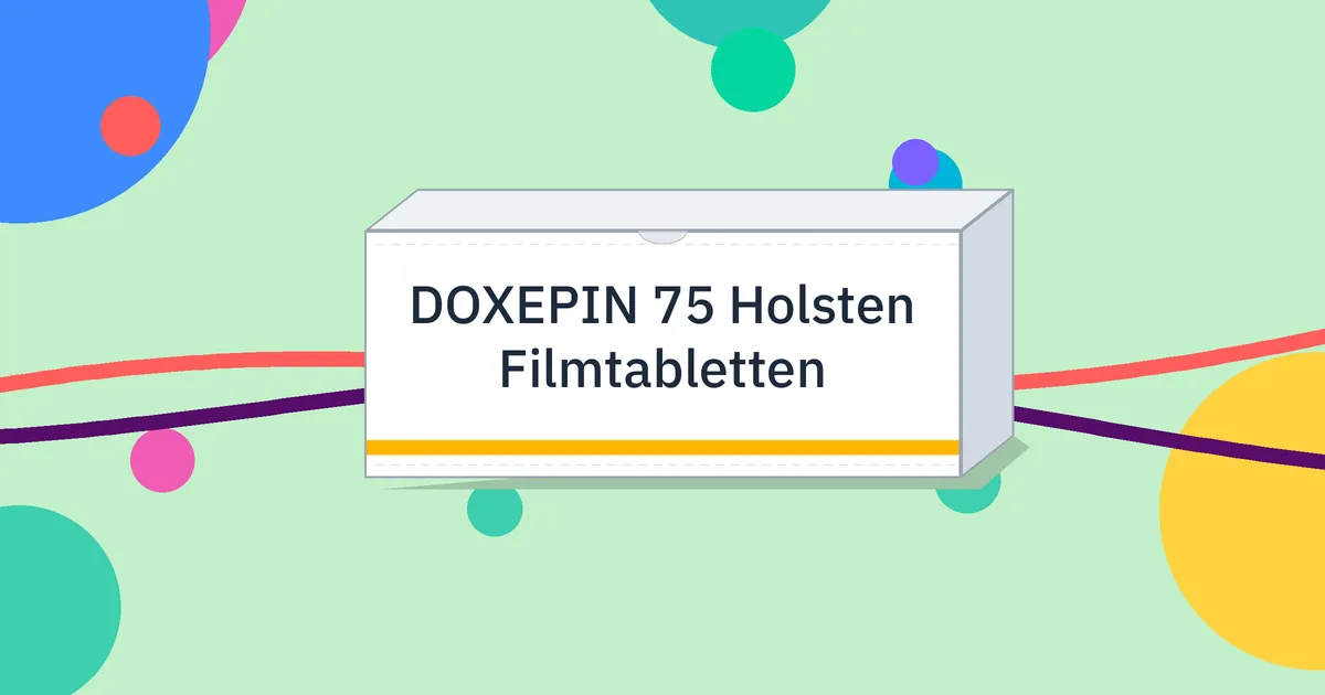 Symbolbild: Packung mit der Aufschrift DOXEPIN 75 Holsten Filmtabletten (PZN 06330514) – Verfügbarkeit und Bezug in Apotheken in Frankfurt am Main