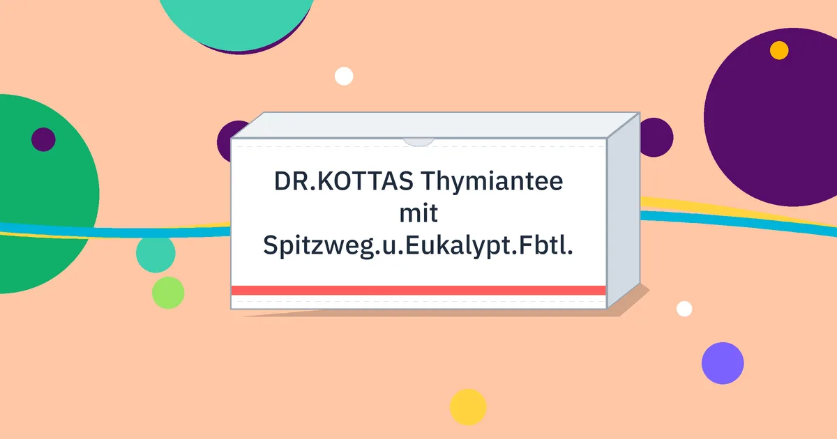 Symbolbild: Packung mit der Aufschrift DR.KOTTAS Thymiantee mit Spitzweg.u.Eukalypt.Fbtl. (PZN 09919609) – Verfügbarkeit und Bezug in Apotheken in Frankfurt am Main