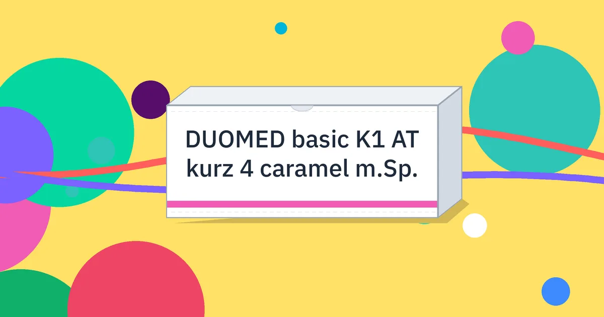 Symbolbild: Packung mit der Aufschrift DUOMED basic K1 AT kurz 4 caramel m.Sp. (PZN 20902934) – Verfügbarkeit und Bezug in Apotheken in Frankfurt am Main