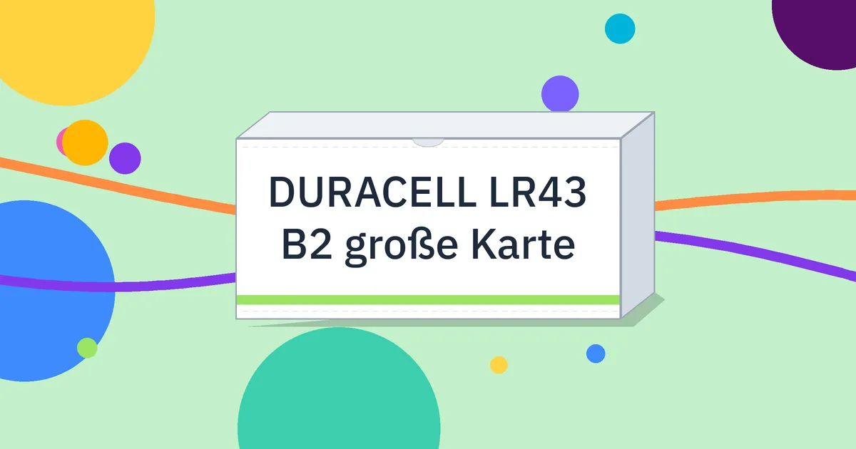 Symbolbild: Packung mit der Aufschrift DURACELL LR43 B2 große Karte (PZN 10319530) – Verfügbarkeit und Bezug in Apotheken in Frankfurt am Main