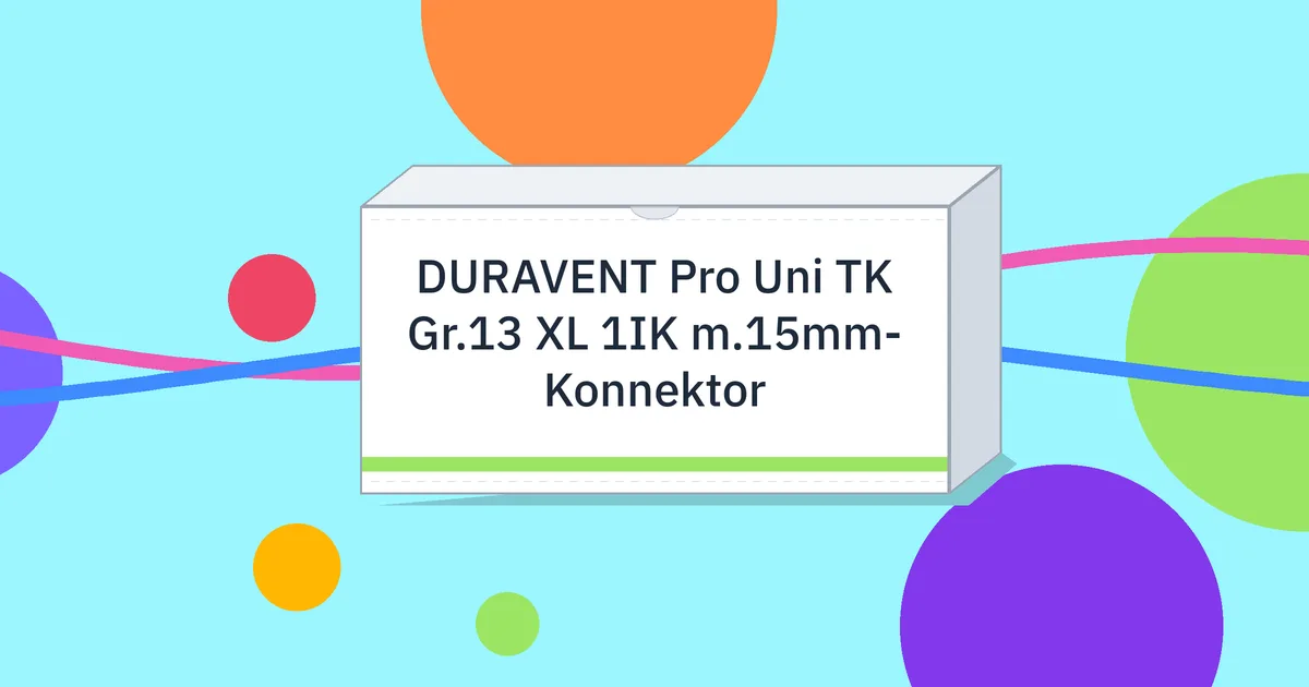 Symbolbild: Packung mit der Aufschrift DURAVENT Pro Uni TK Gr.13 XL 1IK m.15mm-Konnektor (PZN 19242993) – Verfügbarkeit und Bezug in Apotheken in Frankfurt am Main