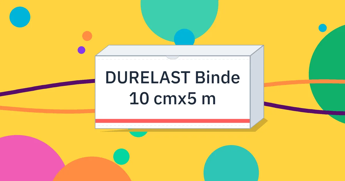 Symbolbild: Packung mit der Aufschrift DURELAST Binde 10 cmx5 m (PZN 00310249) – Verfügbarkeit und Bezug in Apotheken in Frankfurt am Main
