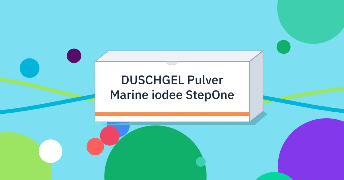 Symbolbild: Packung mit der Aufschrift DUSCHGEL Pulver Marine iodee StepOne (PZN 19143707) – Verfügbarkeit und Bezug in Apotheken in Frankfurt am Main