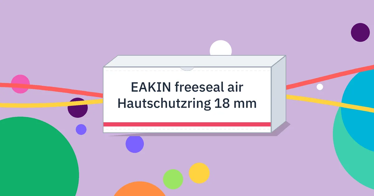 Symbolbild: Packung mit der Aufschrift EAKIN freeseal air Hautschutzring 18 mm (PZN 19449369) – Verfügbarkeit und Bezug in Apotheken in Frankfurt am Main