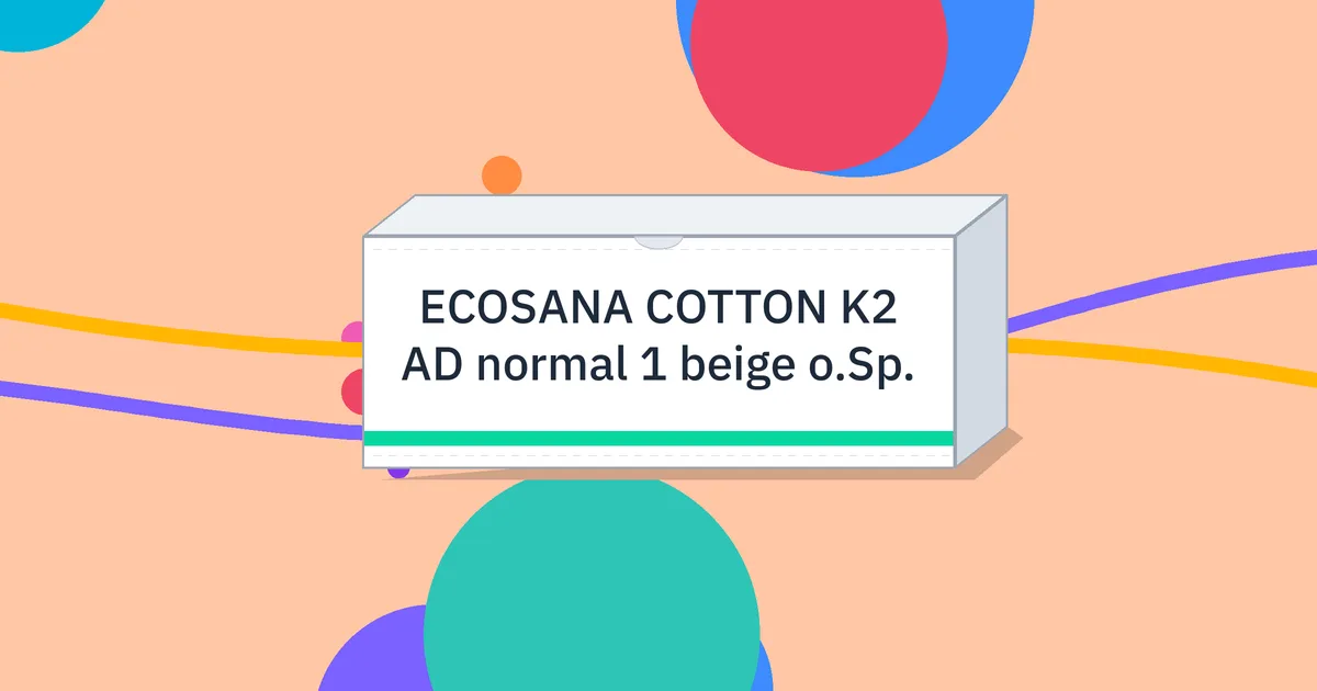 Symbolbild: Packung mit der Aufschrift ECOSANA COTTON K2 AD normal 1 beige o.Sp. (PZN 16947138) – Verfügbarkeit und Bezug in Apotheken in Frankfurt am Main
