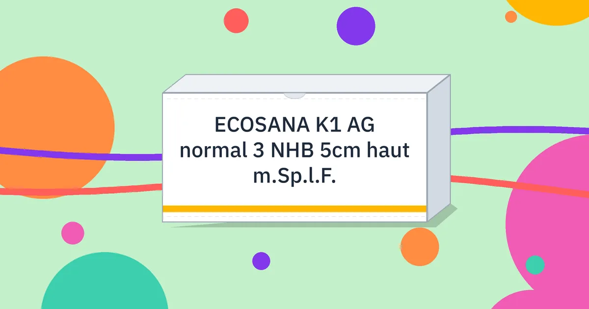 Symbolbild: Packung mit der Aufschrift ECOSANA K1 AG normal 3 NHB 5cm haut m.Sp.l.F. (PZN 04727727) – Verfügbarkeit und Bezug in Apotheken in Frankfurt am Main