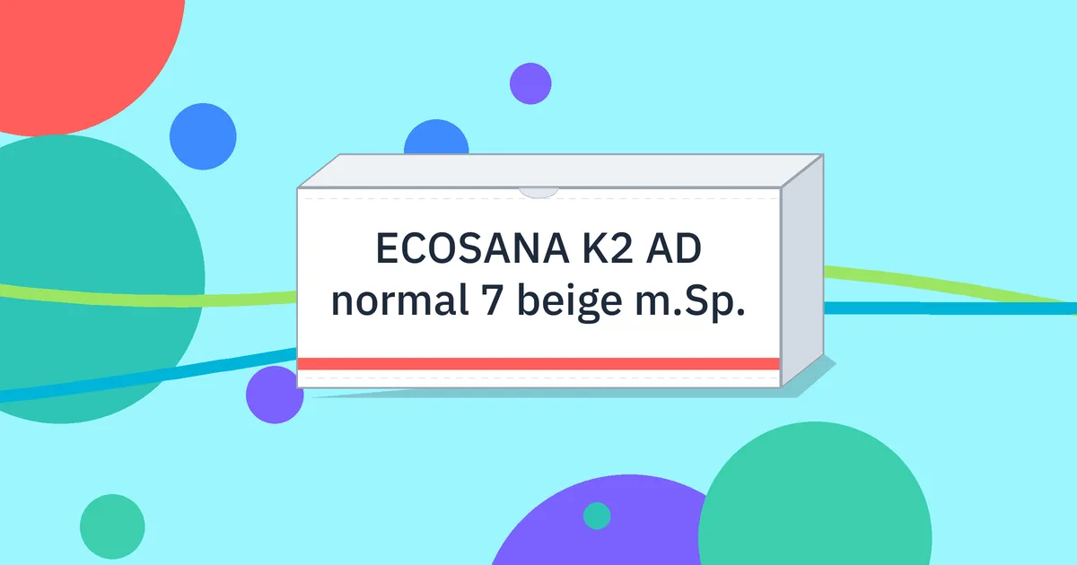 Symbolbild: Packung mit der Aufschrift ECOSANA K2 AD normal 7 beige m.Sp. (PZN 01361734) – Verfügbarkeit und Bezug in Apotheken in Frankfurt am Main