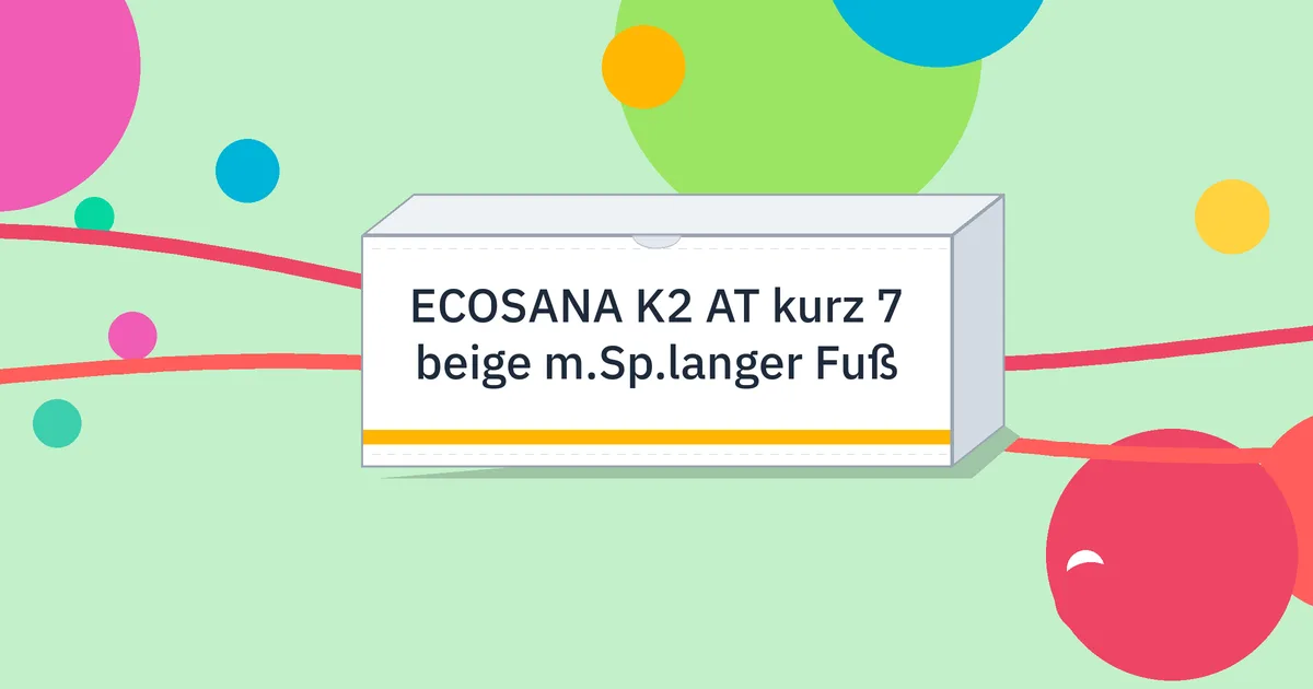 Symbolbild: Packung mit der Aufschrift ECOSANA K2 AT kurz 7 beige m.Sp.langer Fuß (PZN 10954545) – Verfügbarkeit und Bezug in Apotheken in Frankfurt am Main