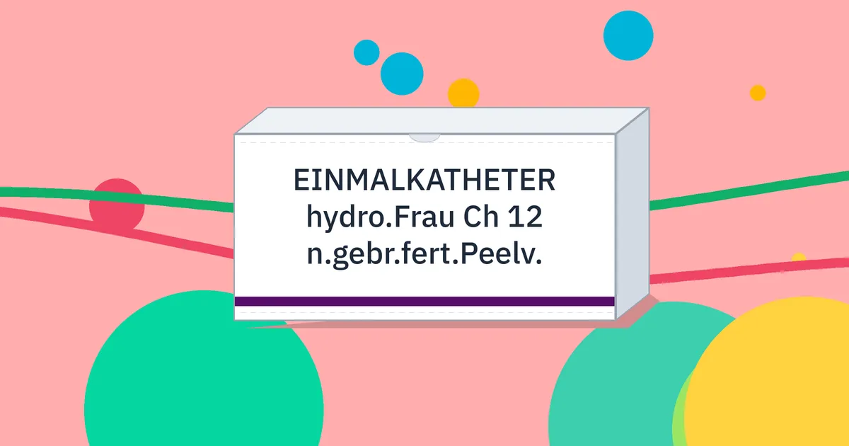Symbolbild: Packung mit der Aufschrift EINMALKATHETER hydro.Frau Ch 12 n.gebr.fert.Peelv. (PZN 14137085) – Verfügbarkeit und Bezug in Apotheken in Frankfurt am Main