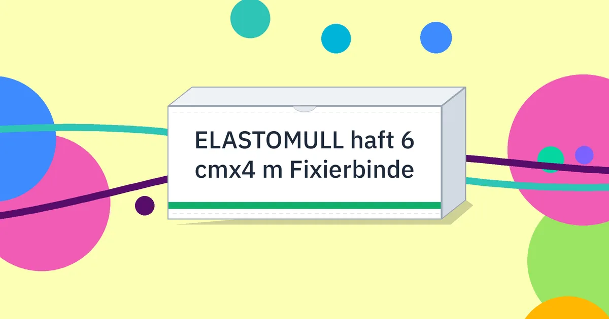 Symbolbild: Packung mit der Aufschrift ELASTOMULL haft 6 cmx4 m Fixierbinde (PZN 02507045) – Verfügbarkeit und Bezug in Apotheken in Frankfurt am Main