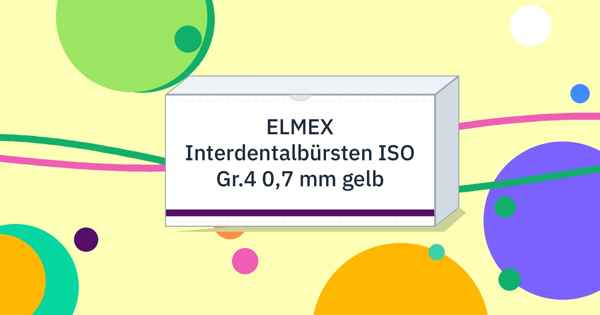 Symbolbild: Packung mit der Aufschrift ELMEX Interdentalbürsten ISO Gr.4 0,7 mm gelb (PZN 17149108) – Verfügbarkeit und Bezug in Apotheken in Frankfurt am Main