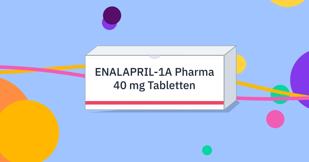 Symbolbild: Packung mit der Aufschrift ENALAPRIL-1A Pharma 40 mg Tabletten (PZN 06053552) – Verfügbarkeit und Bezug in Apotheken in Frankfurt am Main