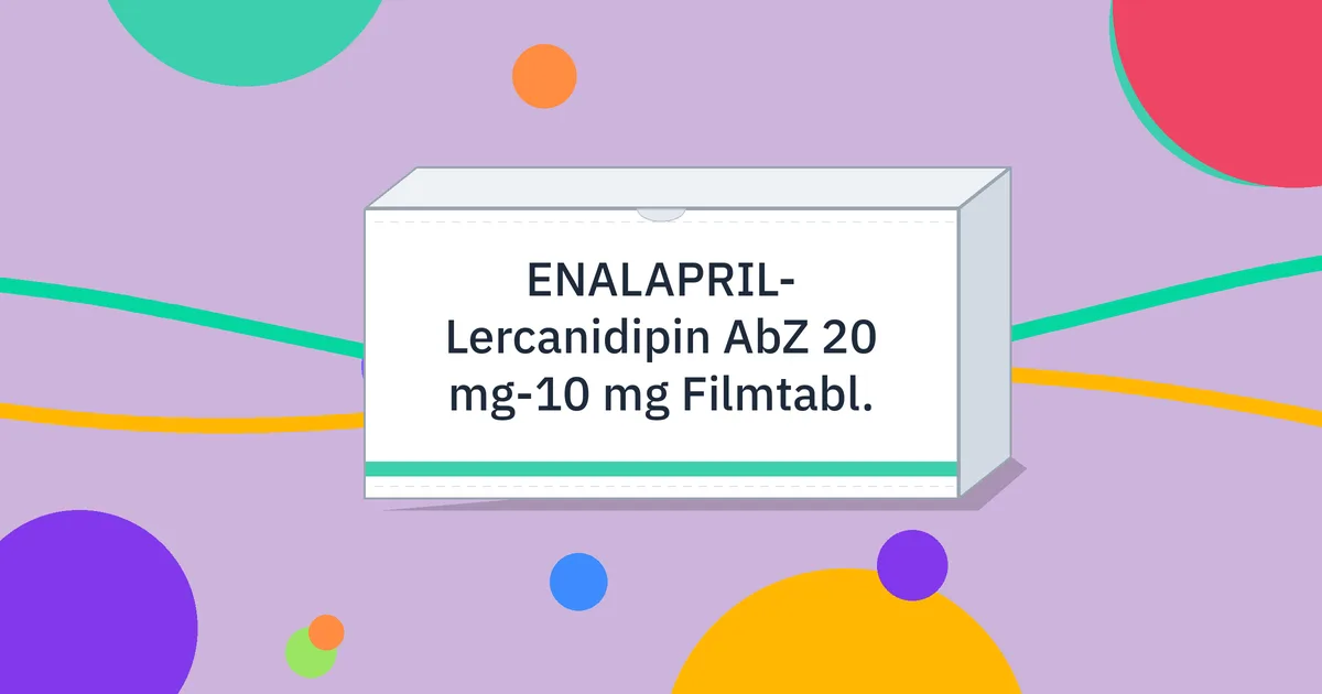 Symbolbild: Packung mit der Aufschrift ENALAPRIL-Lercanidipin AbZ 20 mg-10 mg Filmtabl. (PZN 12346873) – Verfügbarkeit und Bezug in Apotheken in Frankfurt am Main