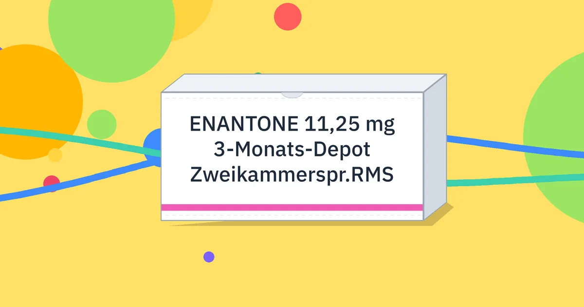 Symbolbild: Packung mit der Aufschrift ENANTONE 11,25 mg 3-Monats-Depot Zweikammerspr.RMS (PZN 14050409) – Verfügbarkeit und Bezug in Apotheken in Frankfurt am Main