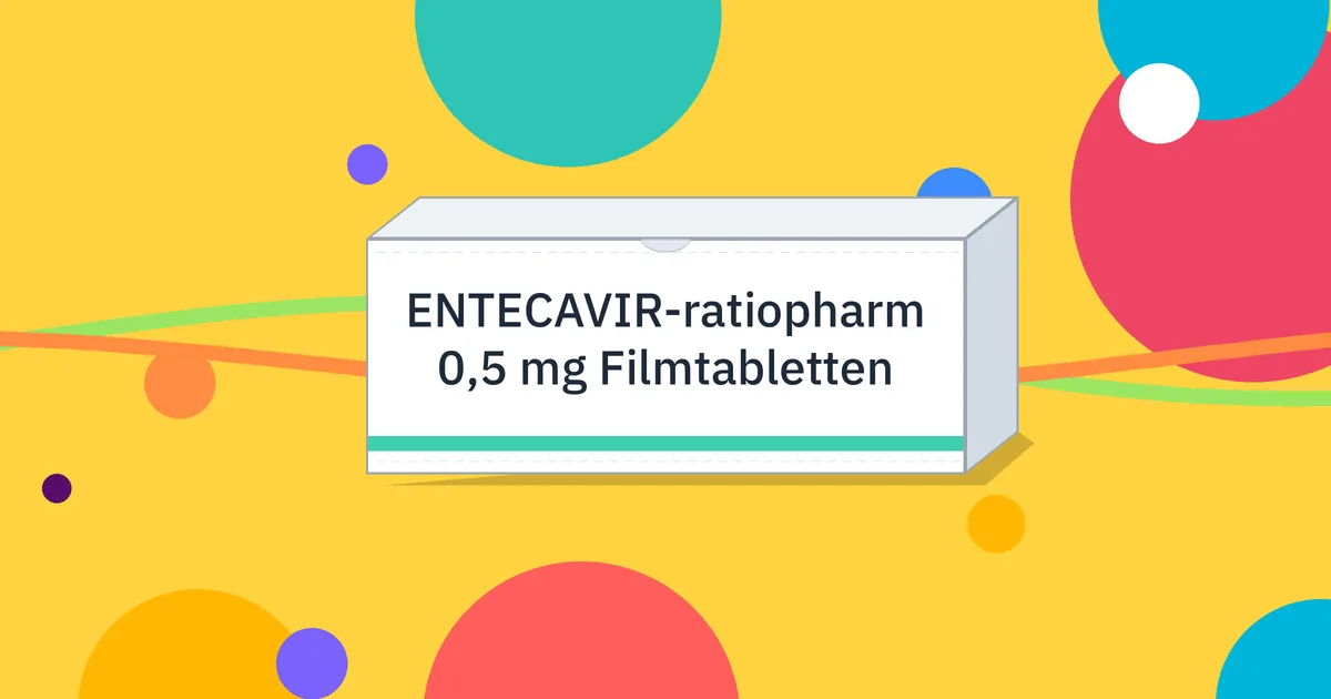 Symbolbild: Packung mit der Aufschrift ENTECAVIR-ratiopharm 0,5 mg Filmtabletten (PZN 12376495) – Verfügbarkeit und Bezug in Apotheken in Frankfurt am Main
